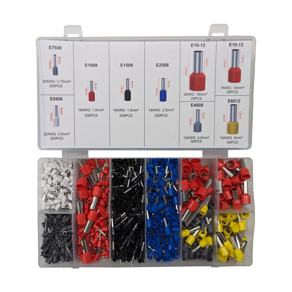 1200pcs Box Tubular Crimp Splices Electrical Wire Ferrules Connectors