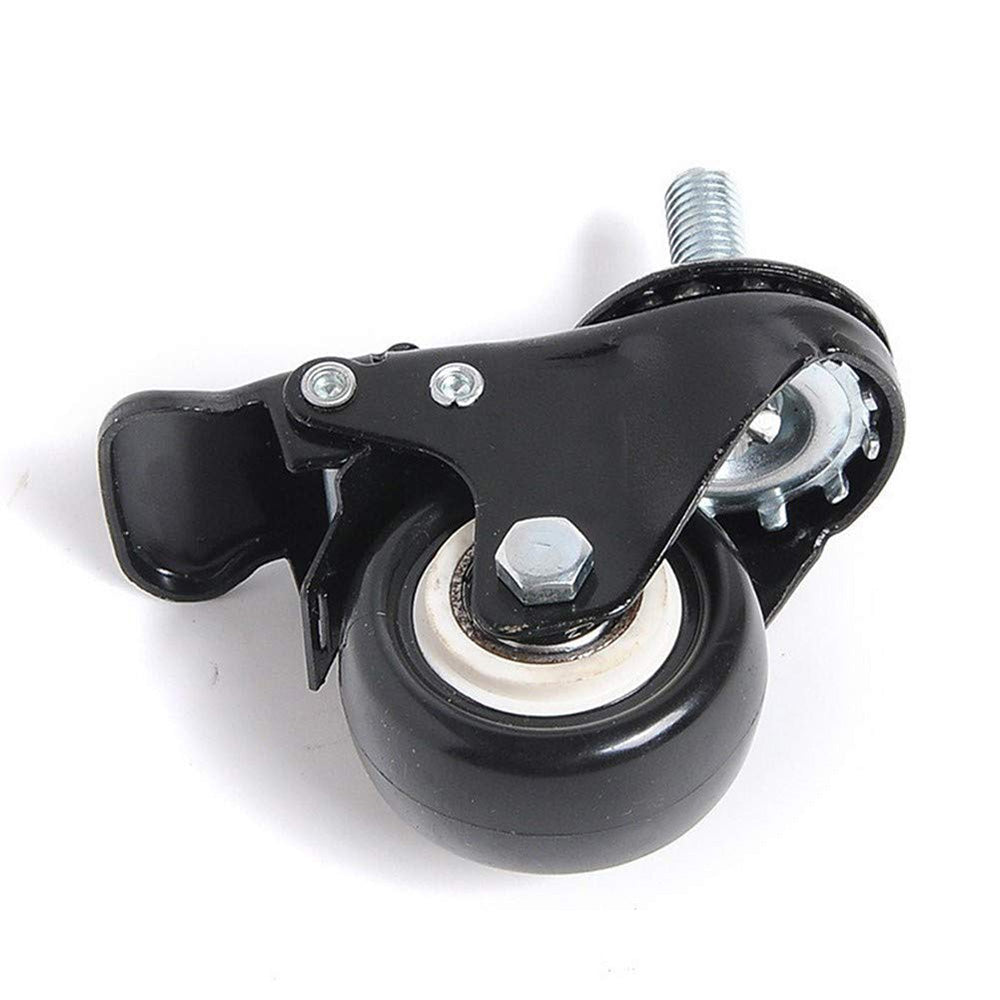 4 pcs 1.5" Heavy Duty Swivel Caster Wheels M8 Threaded Stem Brake Swiv
