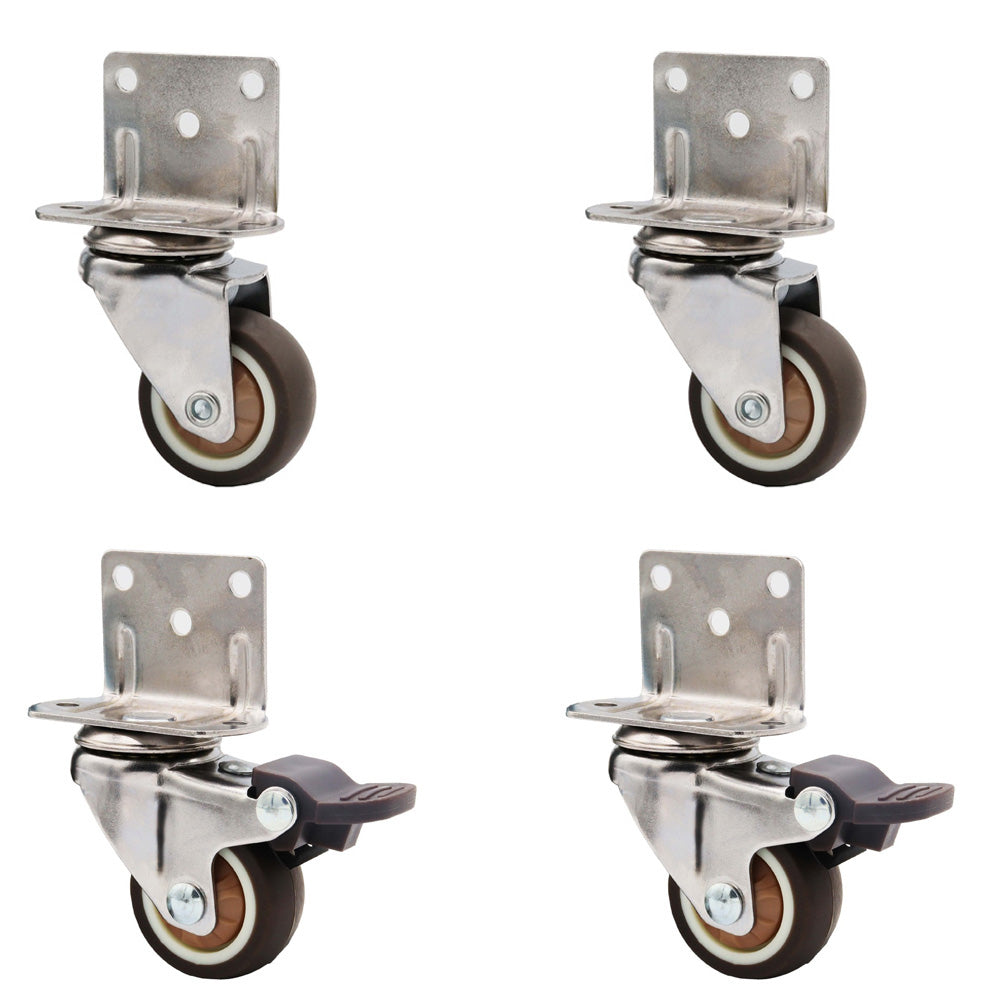 4Pcs 2 in L-Shape Rubber Caster Wheels Right Angle Mute Swivel Wheel